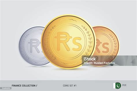 골든 실버 청동 동전입니다 현실적인 금속 파키스탄 루피 동전 세트 배경에 고립 된 개체입니다 웹사이트 웹 디자인 모바일 애플 리 케이 션 인포 그래픽에 대 한 금융 개념 0