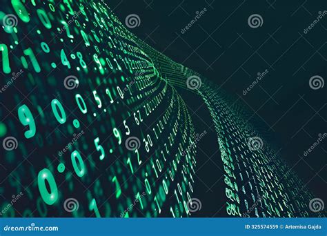 Generative Ai Illustration Digital Data Streams Flow Into Each Other Green Binary Code Series
