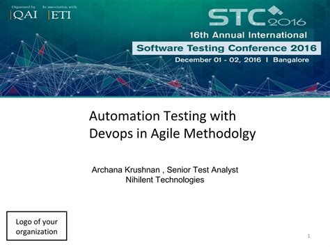 Stc 2016 Regional Round Ppt Automation Testing With Devops In Agile