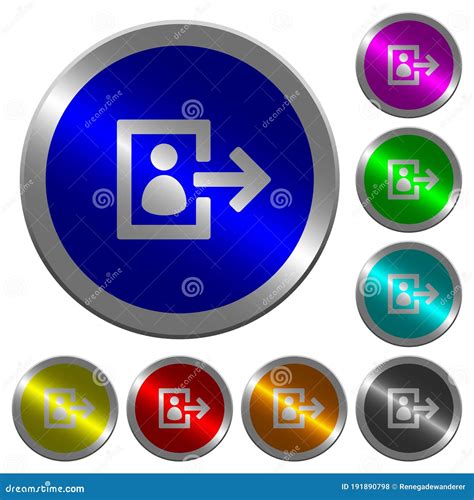 User Logout Luminous Coin Like Round Color Buttons Stock Vector