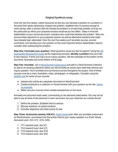 Synthesis Essay Assignment Global Problem Solving