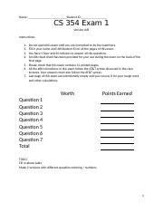 CS354Fall15Exam1 Docx Name Babe ID CS 354 Exam 1 Version A B Instructions 1 2 3 4 Do