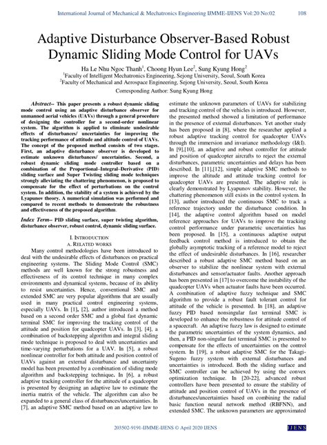 PDF Adaptive Disturbance Observer Based Robust Dynamic Sliding Mode Control For UAVs