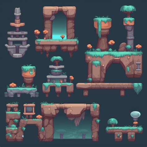 2d game assets for platformer game premium ai generated image