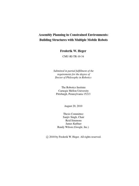 assembly planning in constrained environments building structure