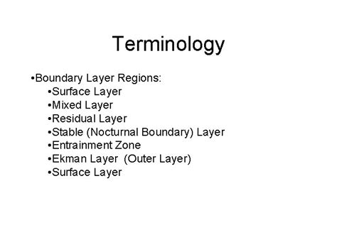 Boundar Layer Meteorology Lecture 2 Review Chapter 1