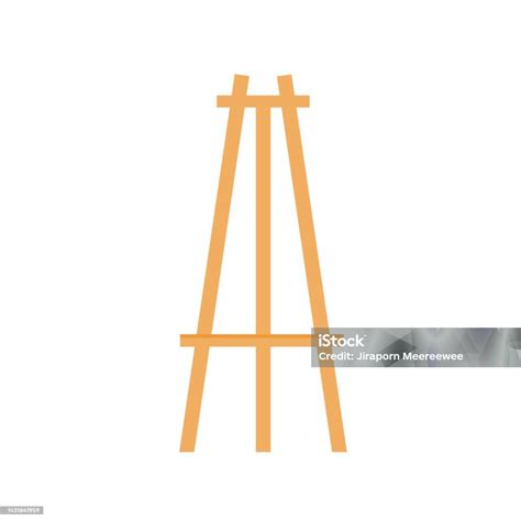 컬러 테이블과 백서의 나무 이젤 템플릿 그림 이젤에 빈 캔버스 흰색 드로잉 용지 개념에 대한 스톡 벡터 아트 및 기타 이미지