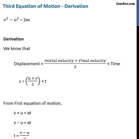 Third Equation Of Motion Derivation Explanation Teachoo Science Motion Basic Math Equations