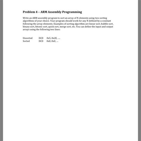 Solved Problem ARM Assembly Programming Write An ARM Chegg