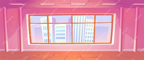 Free Vector Empty Room Interior With Window And View On City