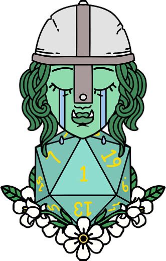 자연 하나의 D20 롤 일러스트레이션과 함께 우는 오크 전투기 캐릭터 굴리기에 대한 스톡 벡터 아트 및 기타 이미지 굴리기 도깨비 마음이 산란해진 Istock