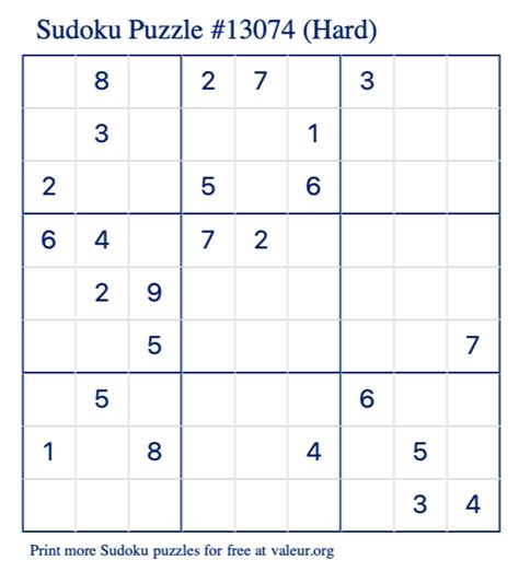 Free Printable Hard Sudoku With The Answer 13074