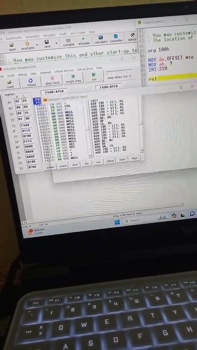 Emu 8086 Program Hello World Assembly Language Youtube