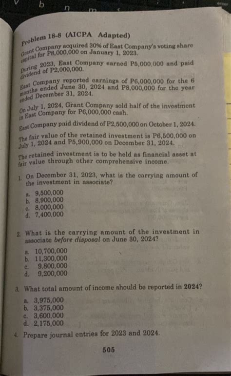 Problem 18 8 AICPA Adapted Grant Company StudyX