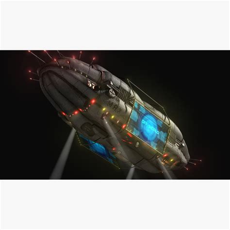 Cyberpunk Advertising Blimp 3d Model Download Spaceship On