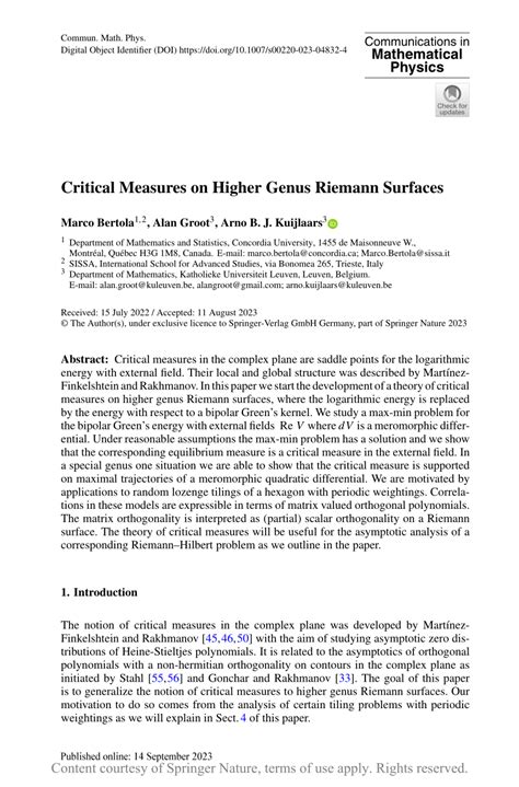 Critical Measures On Higher Genus Riemann Surfaces Request Pdf