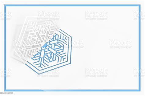 새해 전야 인사말 카드 개념입니다 눈송이는 종이에서 잘라 그림자를 캐스팅 3d 일러스트레이션 3차원 형태에 대한 스톡 사진 및