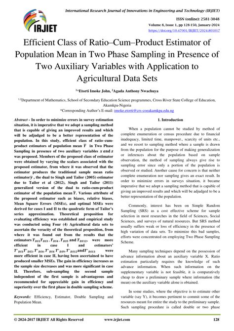 pdf efficient class of ratio cum product estimator of population mean