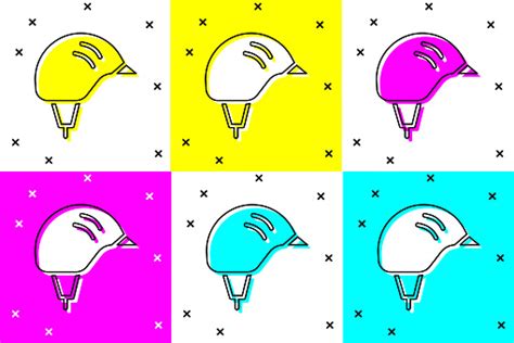 색상 배경에 격리된 자전거 헬멧 아이콘을 설정합니다 익스트림 스포츠 스포츠 장비 벡터 건강한 생활방식에 대한 스톡 벡터 아트 및