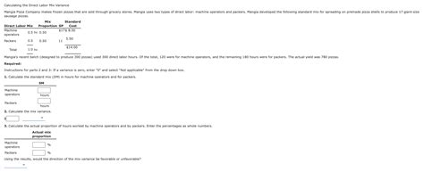 Solved Calculating The Direct Labor Mix Variance Mangia