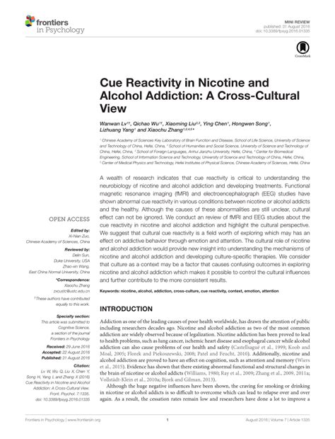 Pdf Cue Reactivity In Nicotine And Alcohol Addiction A Cross