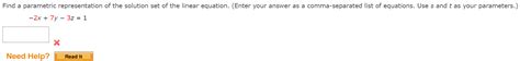 Solved Find A Parametric Representation Of The Solution Set Chegg