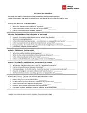 CRAAP Test Worksheet Docx The CRAAP Test Worksheet The CRAAP Test Is A List Of Questions To