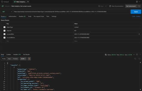 hubspot community web analytics api occuredafter and occuredbefore parameters don t have any