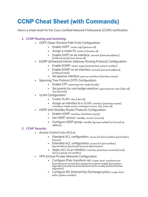 Ccnp Cheat Sheet Commands Pdf Ip Address Wireless Lan