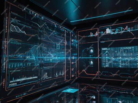 Hightech Interface With Holographic Screens Displaying Data Streams And Futuristic Symbols