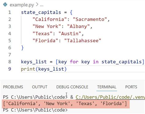 How To Get Keys Of A Dictionary In Python