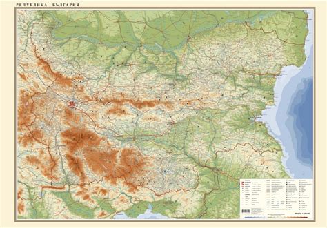 България природногеографска карта 100х70 см Борса Теодорос