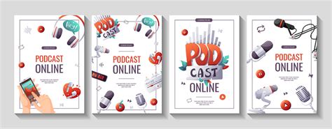 팟 캐스트 스트리밍 온라인 쇼 블로그 라디오 방송에 대한 프로모션 전단지 세트 0명에 대한 스톡 벡터 아트 및 기타 이미지 0명 A4 용지 개념 Istock