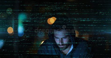 Animation Of Data Processing And Caucasian Male Hacker Over Black