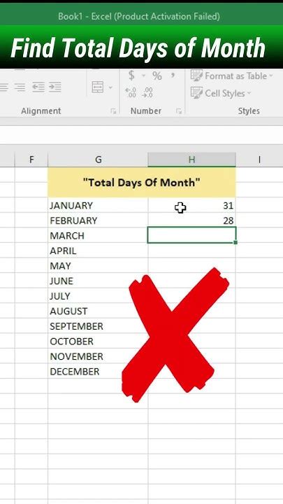 Find The Total Days Of Month Eomonth Function In Excel Shorts Exceltips Youtube