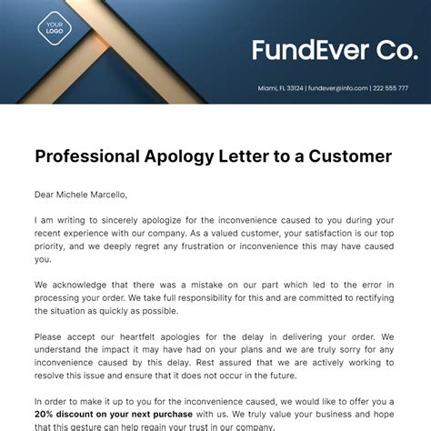 Example Of Apology Letter To Customer