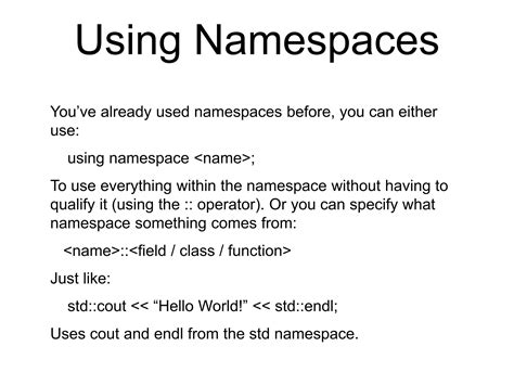Namespaces Ppt