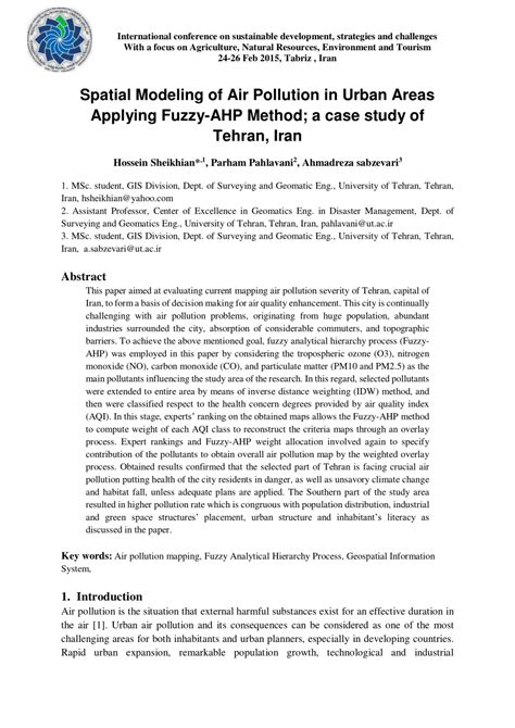 pdf spatial modeling of air pollution in urban areas applying fuzzy