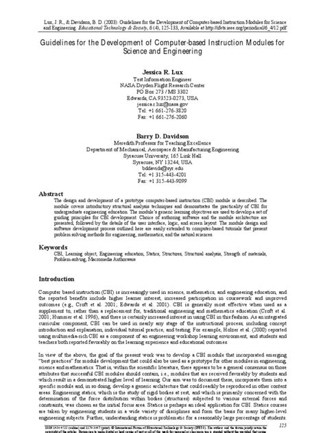 Guidelines For The Development Of Computer Based Instruction Modules