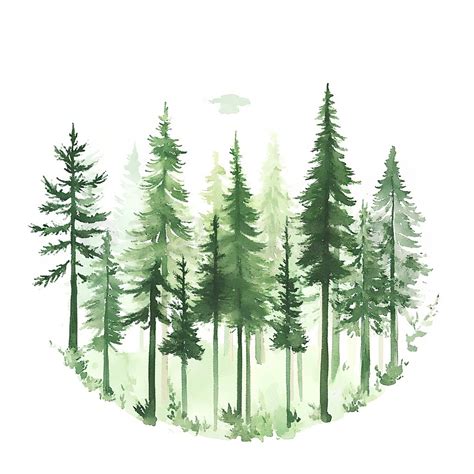 Treeai数字艺术 Pine Tree水墨风清新自然松树森林半圆形排列插画 Ai平面元素免费下载 Jpeg格式 4096像素 编号71477781 千图网