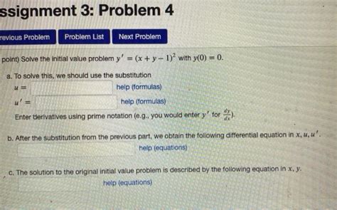 Solved Ssignment 3 Problem 4 Revious Problem Problem List
