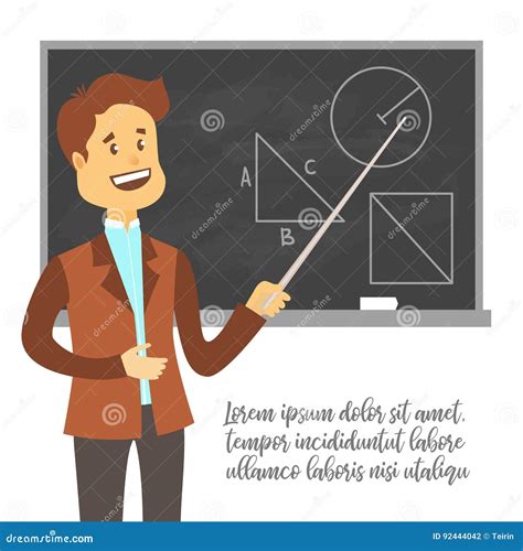 Teacher Professor Standing In Front Of Blank School Blackboard Vector Illustration School Male