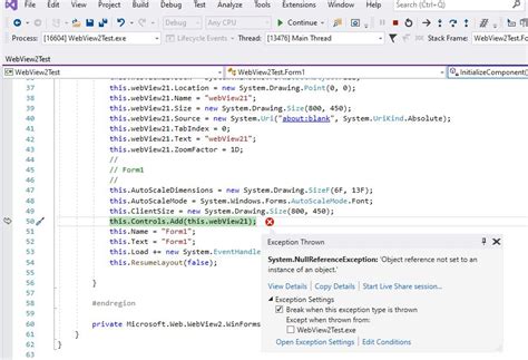 Systemnullreferenceexception When Debugging As Any Cpu Or X86 On 64