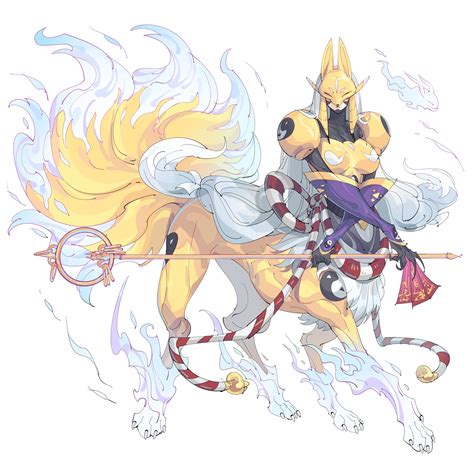 Sakuyamon And Kyuubimon Digimon Drawn By Zocehuy Danbooru