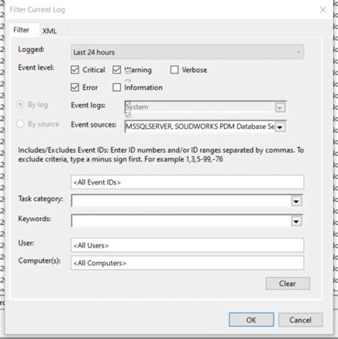 how to filter the windows event viewer logs to help resolve problems