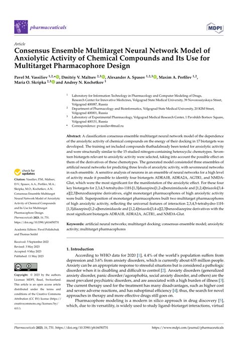 Pdf Consensus Ensemble Multitarget Neural Network Model Of Anxiolytic