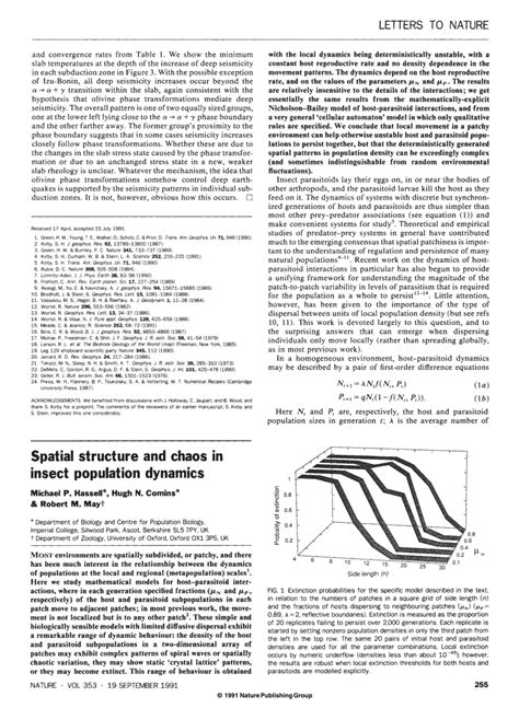 Pdf Spatial Structure And Chaos In Insect Population Dynamics