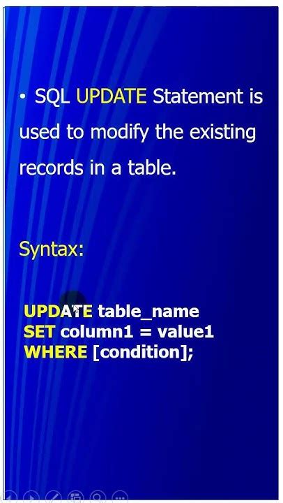 Sql Update Statement Update Query In Sql Kaashivinfotech Kaashivreviews Kaashiv Sql Youtube