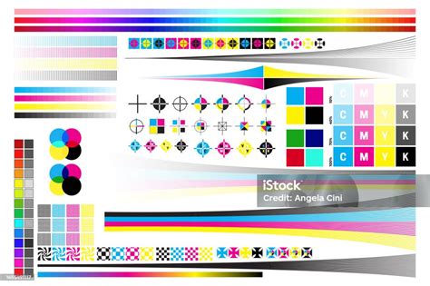 Cmyk Print Calibration Illustration With Offset Printing Marks And