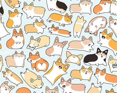 Corgilicious Corgi Doodle Art Print Kirakiradoodles